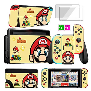 oqpa for Nintendo Switch OLED 2021 Skins Stickers for Girls Boys Kids Cute Kawaii Anime Cartoon Character Fun Decals with Tempered Glass Screen Protector for Nintendo Switch OLED(Head Malio)