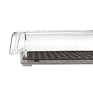 Spectrum Diversified Hexa in-Fridge Small Refrigerator Bin for Storage and Organization of Fruit Vegetables Produce and More, 8.5 x 6 x 2.25, Clear/Dark Gray