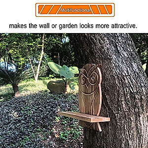 HY&GH Floating Shelves for Wall with Unique Owl Sculpture Statue Wood Hanging Shelves Plant Holder Shelf for Farmhouse Decor Living Room Decorations Wall-Mounted Display Rack