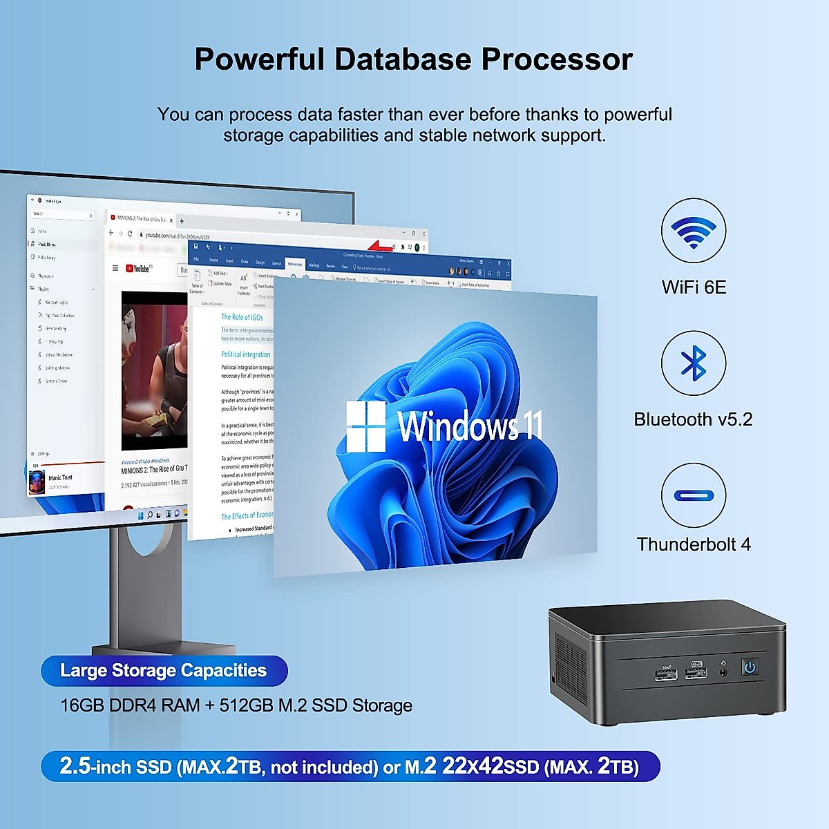 Intel NUC 12 Mini PC Kit NUC12WSHi7 (12-Core i7-1260P 16GB RAM 512GB SSD Iris XE Graphics) Windows 11 Pro Latest Desktop Computer Mini PC,2 x Thunderbolt 4, Intel nuc Wi-Fi 6E AX211 Wireless
