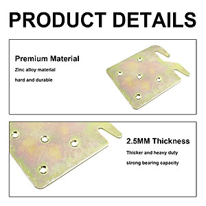 LifCratms 4Pcs Wood Bed Rail Hook Plates, Heavy Duty Bed Rail Fitting Bracket with Mounting Screws, Bed Frame Hardware Claw Hook Plate for Headboard and Footboard