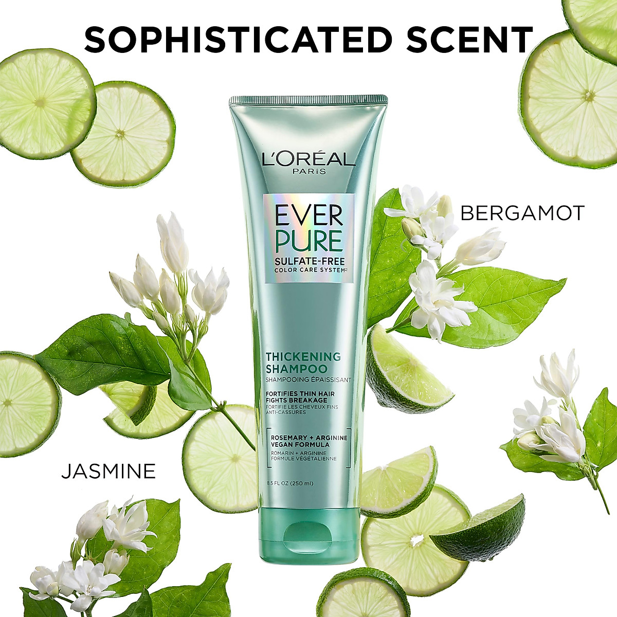 L’Oréal Paris Thickening Sulfate Free Conditioner, Thickens + Strengthens Thin, Fragile Hair, Hair Care with Rosemary Leaf, EverPure, 8.5 Fl Oz (Packaging May Vary)