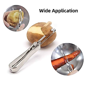 2 Pack Kitchen Vegetable Peeler, Stainless Steel Rotary Peeler for Carrot and Fruit, with Ergonomic and Control Handle-Dishwasher Safety Potato Peelers