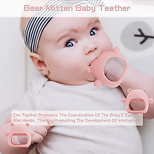 QANGCE Teething Toys for Babies 0-6 Months, Anti-Drop Baby Teething Toys, Food Grade Silicone Teether, Baby Chew Toys, Massage Granules to Relieve Teething Discomfort, Pacifiers for Babies (Dark Pink)