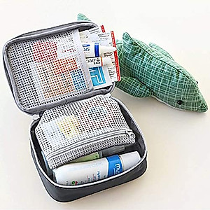 Linsiter Portable Empty First Aid Bag Small Size, Mini Travel Medicine Pouch Double Zippers Handy Pills Pocket for Travel Home (Gray)