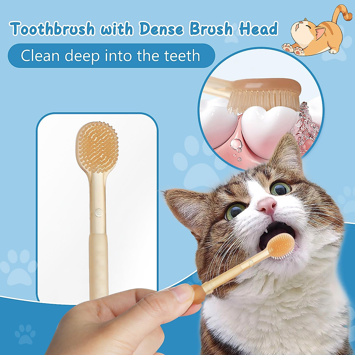 sodknow Silicone Soft Cat Dog Toothbrush (Yellow, Common) (01)