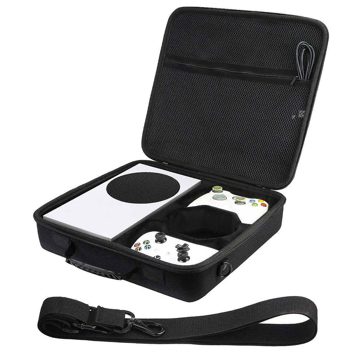 co2CREA Hard Travel Case Replacement for Xbox Series S Game Console Wireless Controller (Black Case)
