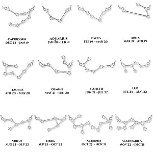 Sterling Silver Zodiac Constellation Necklace Astrology Horoscope Keepsake Card Gift For Women - Pisces (Feb 22 - Mar 21)