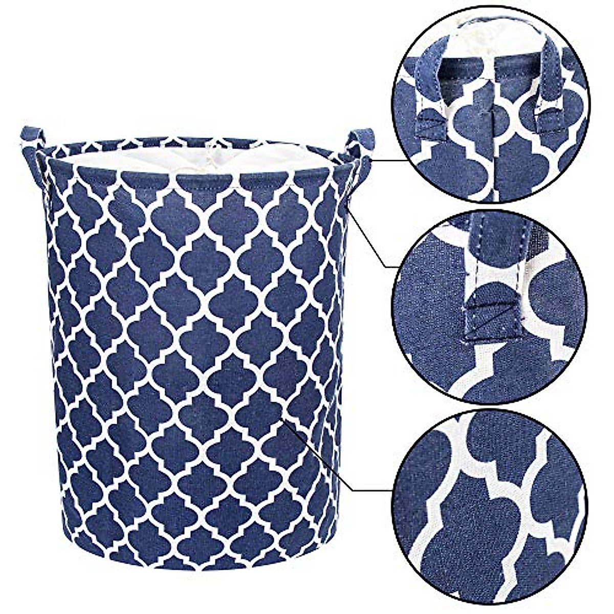 72L 23-inch Tall (2 Pack) Extra Large Laundry Basket Storage Hamper Drawstring Waterproof Round Linen Collapsible Storage Basket for Toy Organizer, Nursery Hamper, Bathroom, Blue