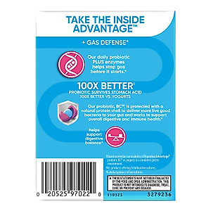 Digestive Advantage Fast Acting Enzymes + Daily Probiotic Prevent Gas & Break Down Food Particles 32 Count Capsules (2 Pack)