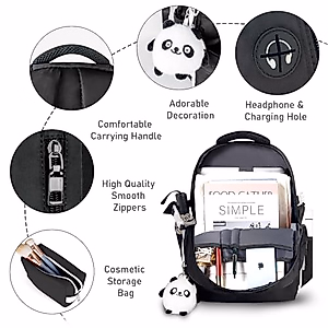 Backpack for Girls School Laptop Bag 15.6 Inch for Teenage, Women Daypack Black Large Middle High Elementary College Student Bookbag Grade 5 6 7 8 9 10 Ages 13 14 15 16 17 18 19 Mochilas Escolares