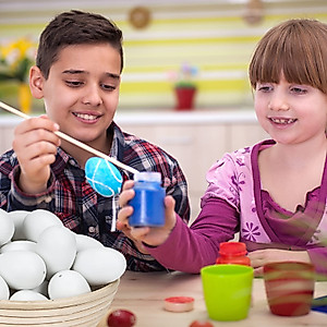 Luclay White Easter Eggs Painting Kit - 50 Pcs Paintable White Blank Easter Eggs Ornaments Bulk Decoration for Craft Hanging Plastic Eggs with Rope for Easter Egg Hunts, Basket Stuffers Fillers