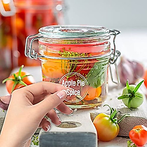 144 Pcs Transparent Spice Labels, Numbers for Jar Organization, Food Labels Waterproof Kitchen Seasoning Names Label, Preprinted White Letters Pantry Stickers (Transparent)