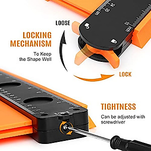 dodowin Contour Gauge Profile Tools, Gifts for Men Husband Dad Him, Outline Shape Duplicator Woodworking Tools for Flooring Tile Laying Carpet, Anniversary Birthday ldea, Home Gadget (10 Inch+5 Inch)