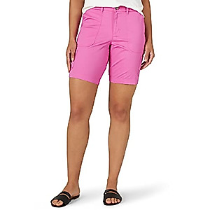 Lee Women's Flex-to-Go Mid-Rise Cargo Bermuda Short, Magenta, 12