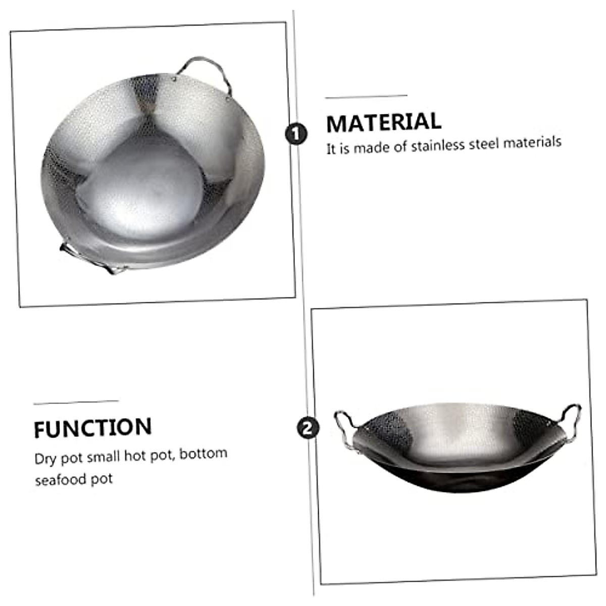 Angoily Stainless Steel Seafood Pot Stove Burner Pans Korean Ramen Pot Metal Cooking Utensils Kitchen Gadget Gas Range Shabu Pot Non- Stick Paella Pan Kitchen Cookware Double Ear Ramen Pot