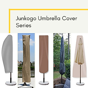 JUNKOGO Patio Cantilever Umbrella Cover, Outdoor Waterproof Parasol Cover Offset Banana Style, Fit 9ft to 12ft Cantilever Offset Umbrella with Push Rod. Rain, Wind, Dust, Snow Protection. (Black)