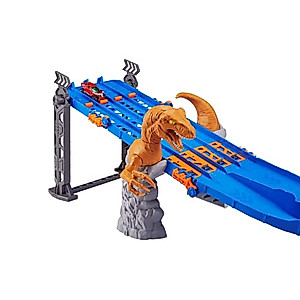 Metal Machines 4-Lane Raptor Attack Track Set Playset with Mini Racing Car by ZURU Cars Play Set Compatible with Other Brands
