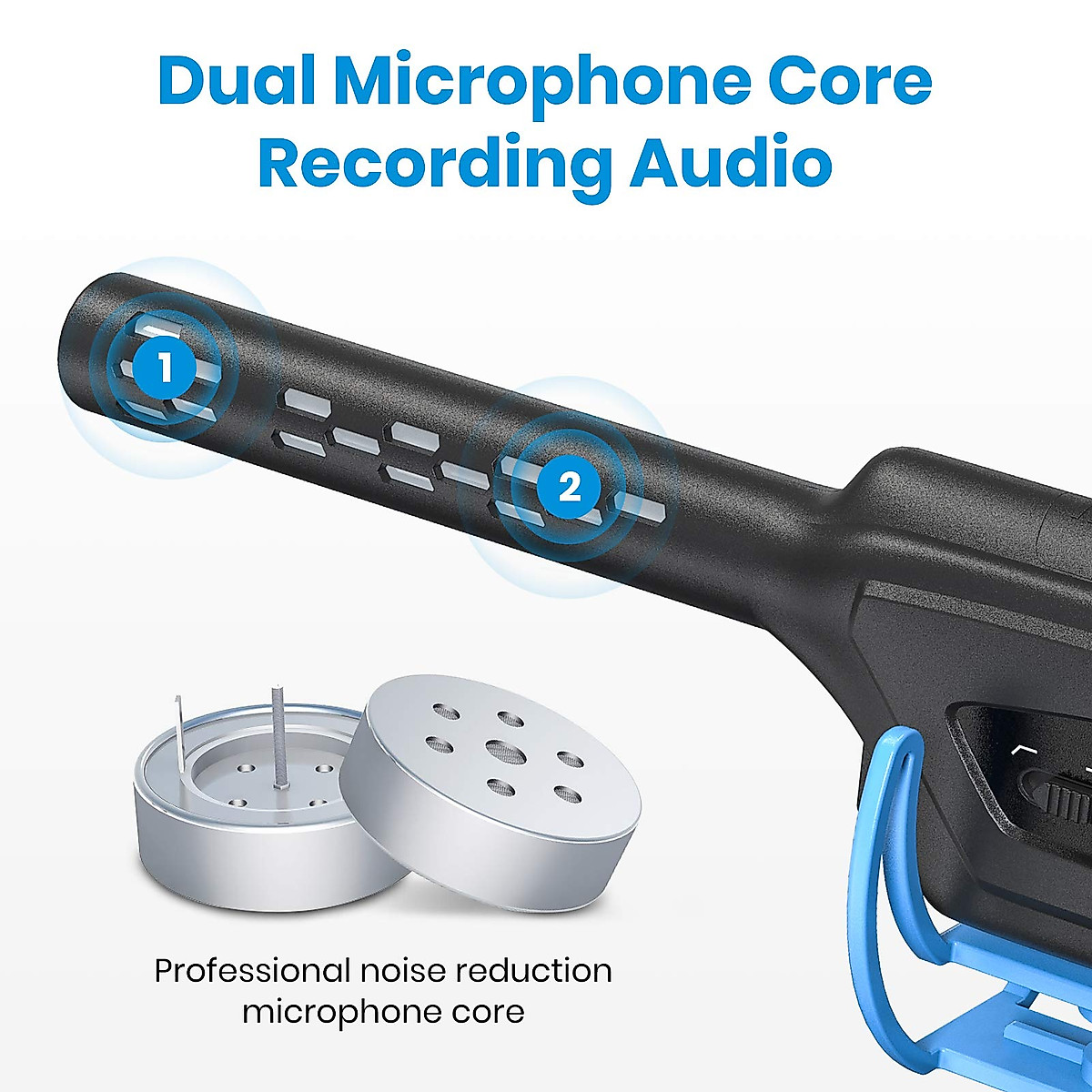 Moukey Video Microphone, Camera Microphone with Monitoring Function, Shotgun Mic for iPhone, Android Phone, Camera Sony/Nikon/Canon/DV Camcorder, Ideal for Interview/Vlogging