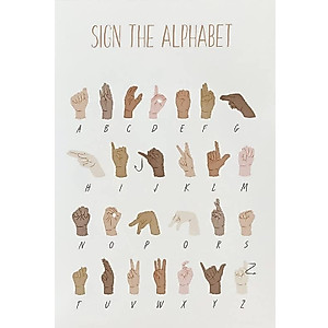 Aoevc Vintage Tin Sign ASL American Sign Language Alphabet Educational s ABC Playroom Wall Art Boho Classroom Decor Homeschool s Art 8x12 Inch Cafe School Decoration