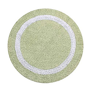 Better Trends Hotel Collection is Super Absorbent Reversible Double Sided Thick Bath Mat Rug Machine Washable 100% Cotton in Race Track Pattern, 30" Round, Sage & White
