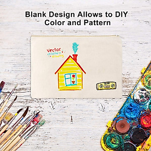 Frienda 12 Pieces Canvas Cosmetic Bag Multipurpose Cosmetic Pouch Zipper Makeup Bags Blank Make Up Purse for Women Travel Organize Storage, Multi Sizes