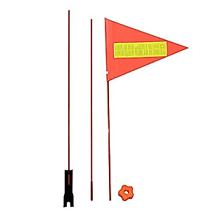 Bike Safety Flags with Pole and Mount, Cycling Safety Flag with Heavy Duty Fiberglass Pole, Orange Safty Flag Bicycle Safety Flag with Bicycle Mounting Bracket - 6 Feet