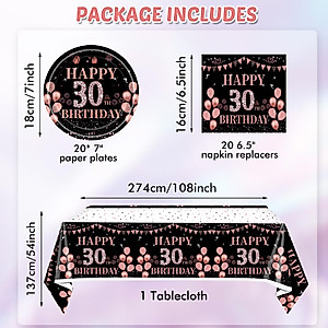 41PCS 30th Birthday Decorations for Women Black and Rose Gold 1995 Birthday Supplies Include Happy 30th Birthday Plates Napkins Tablecloths 30th birthday themes For Girls Women