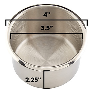 Brybelly Single Stainless Steel Cup Holder, Jumbo - Silver Drop-in Anti-Spill Storage Solution or Replacement Item for Poker Table, Work Desk, Car, Custom Build & DIY Projects