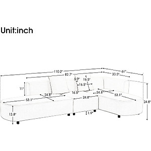 Minimalism Industrial Style Modular Sectional Sofa 4-5 Seaters Convertible L-Shaped Sofa Couch,Modern Couch Sofa for Living Room Office (Beige)