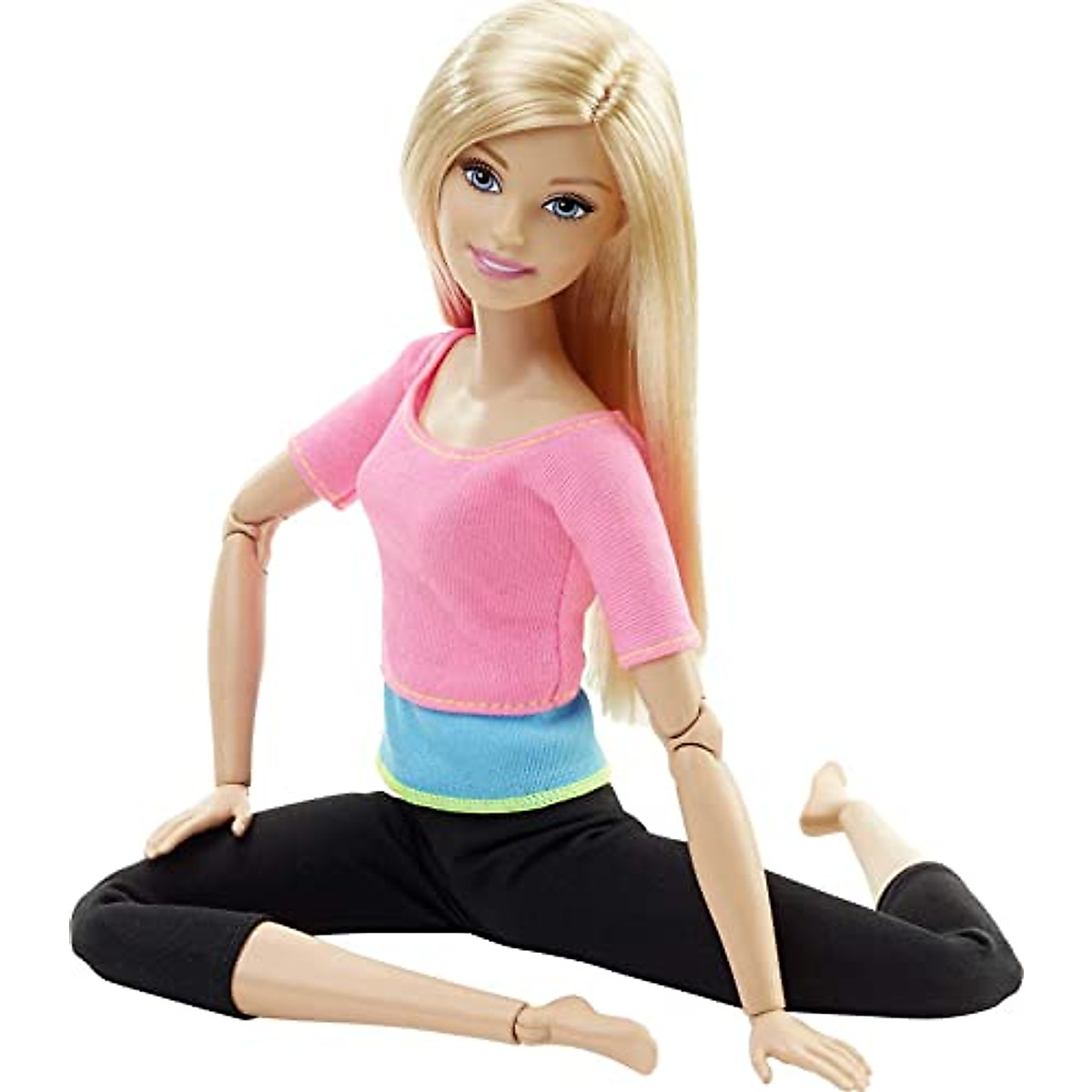 Barbie Made to Move Posable Doll in Pink Color-Blocked Top and Yoga Leggings, Flexible with Blonde Hair (Amazon Exclusive)