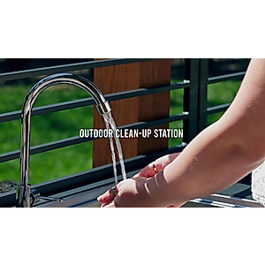 Domi 5-Piece Outdoor Kitchen Island with Storage, Aluminum Kitchen Islands Stainless Steel Sink w/Faucet, Corner Bar Storage Cabinet, Outdoor Kitchen with Protective Cover for Deck, Patio