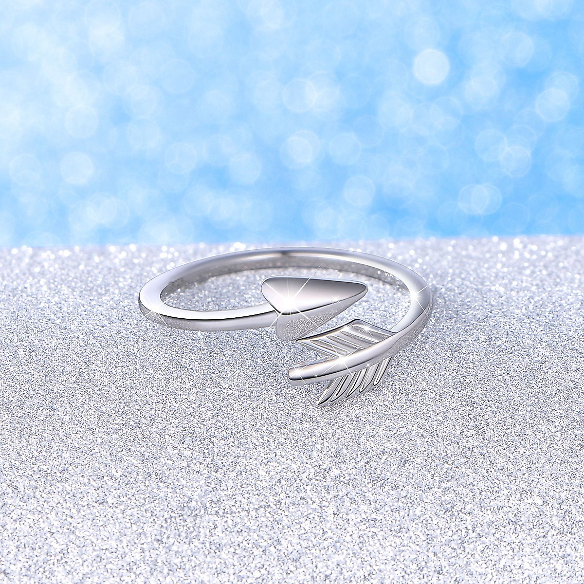 S925 Sterling Silver Classic Love Polished Sideways Arrow Horizontal Ring for Women