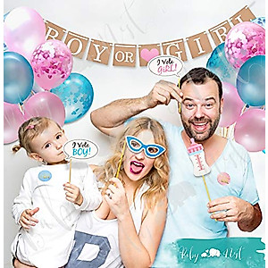 Baby Nest Designs - Gender Reveal Stickers Games Team Boy & Team Girl (80 Pieces) - Perfect Gender Reveal Party Supplies - Gold Foil Stamping - Hand-Drawn Art in The USA - Easy Peel-Off