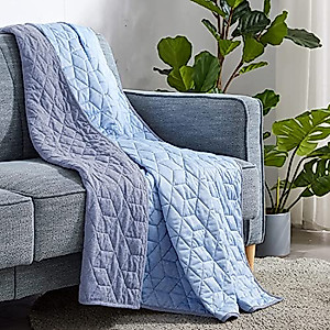 SLEEP ZONE Athletic Cooling Blanket Throw Size (50x60 inches) for Hot Sleepers with Warm Jersey Cotton Side for Winter, Machine Washable Travel Camping Blanket (Blue+Blue)