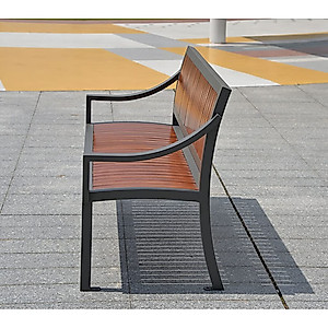 ARINAL Outside Bench Park Chair Outdoor Stainless Steel Bench Outdoor Garden Wrought Iron Leisure Chair Outdoor Wooden Balcony Seat Outdoor Patio Decor