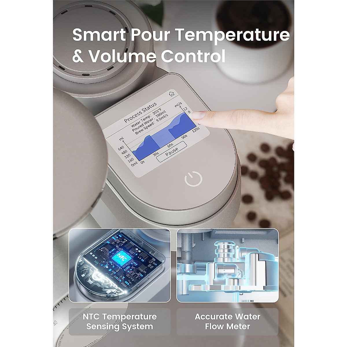 Gevi Professional Barista Coffee Machine | Smart Pour-over Drip Coffee Maker | Programmable Brew & Spin Speed | 51 Precise Grind Settings | Custom Recipes | Fast Heating Brewer for Home and Commercial