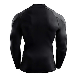 NELEUS Men's Compression Shirts Dry Fit Long Sleeve Mock Neck Shirts,3 Pack,5059,Black/Grey/Navy Blue,US S,EU M