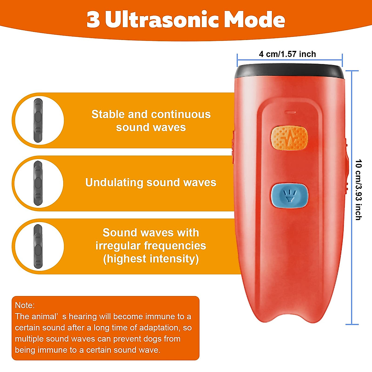 Naitmsad Ultrasonic Anti Barking Deterrent, Dual Sensor Dog Barking Control Devices with LED Flashlight, Handheld and Safe Dog Whistle to Stop Barking, Rechargeable Pet Training & Behavior Aids- Red.