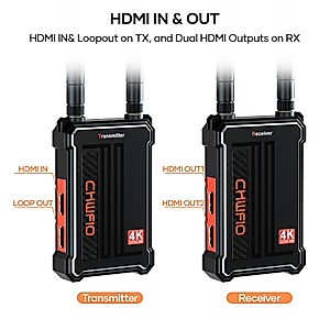Wireless HDMI Transmitter and Receiver 4K Decode 1080P Output, 490FT/150M Plug&Play Extender, 2.4/5GHz Video Transmission System for Streaming Video/Audio/File from PC/Laptop/STB to Monitor/TV