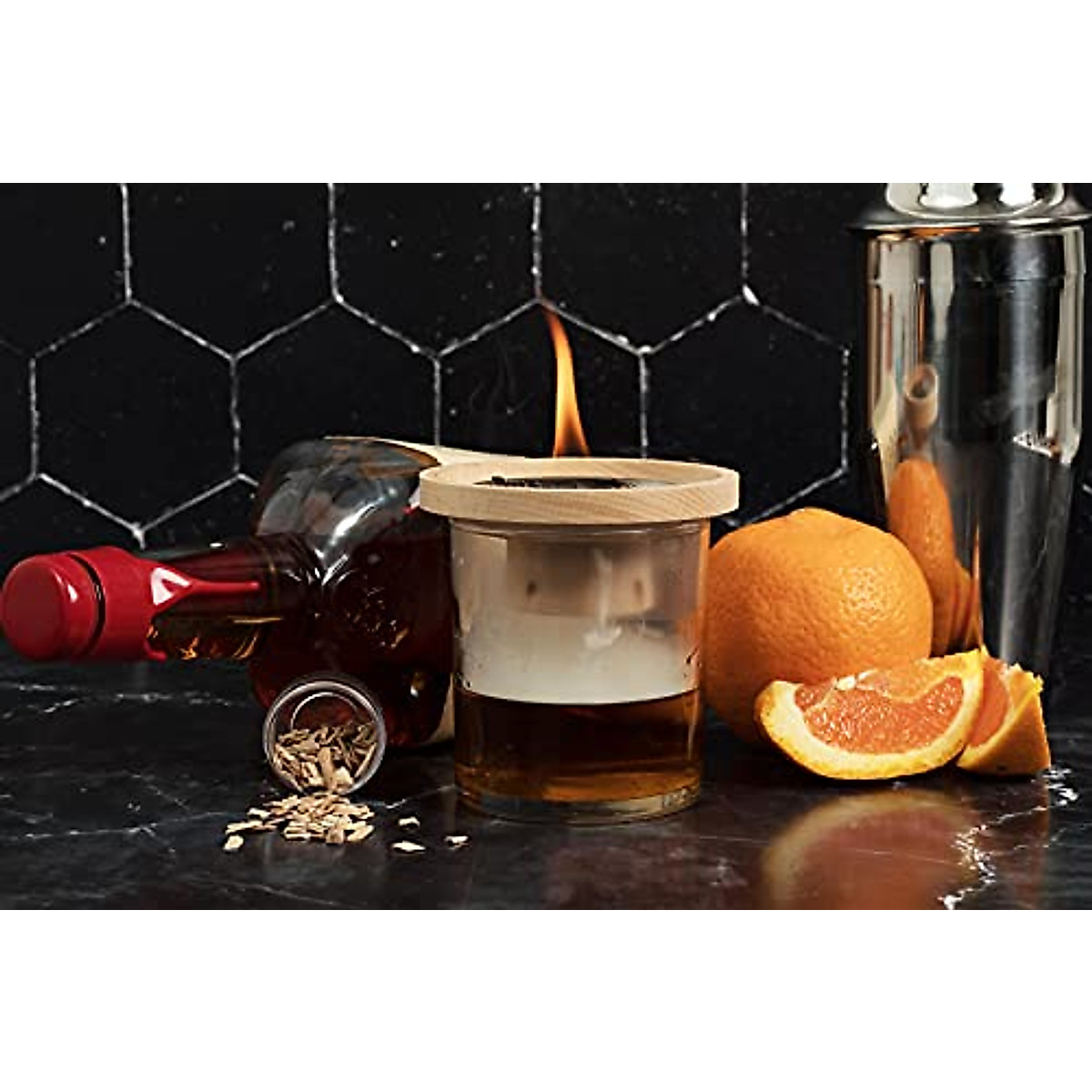 Vintage Mixologist Cocktail Smoker with 4 Pack of Smoking Chips | Oak, Cherry, Apple, and Hickory | Infuse Cocktails, Wine, Whiskey, Cheese, and more | Smoking Glass Cloche