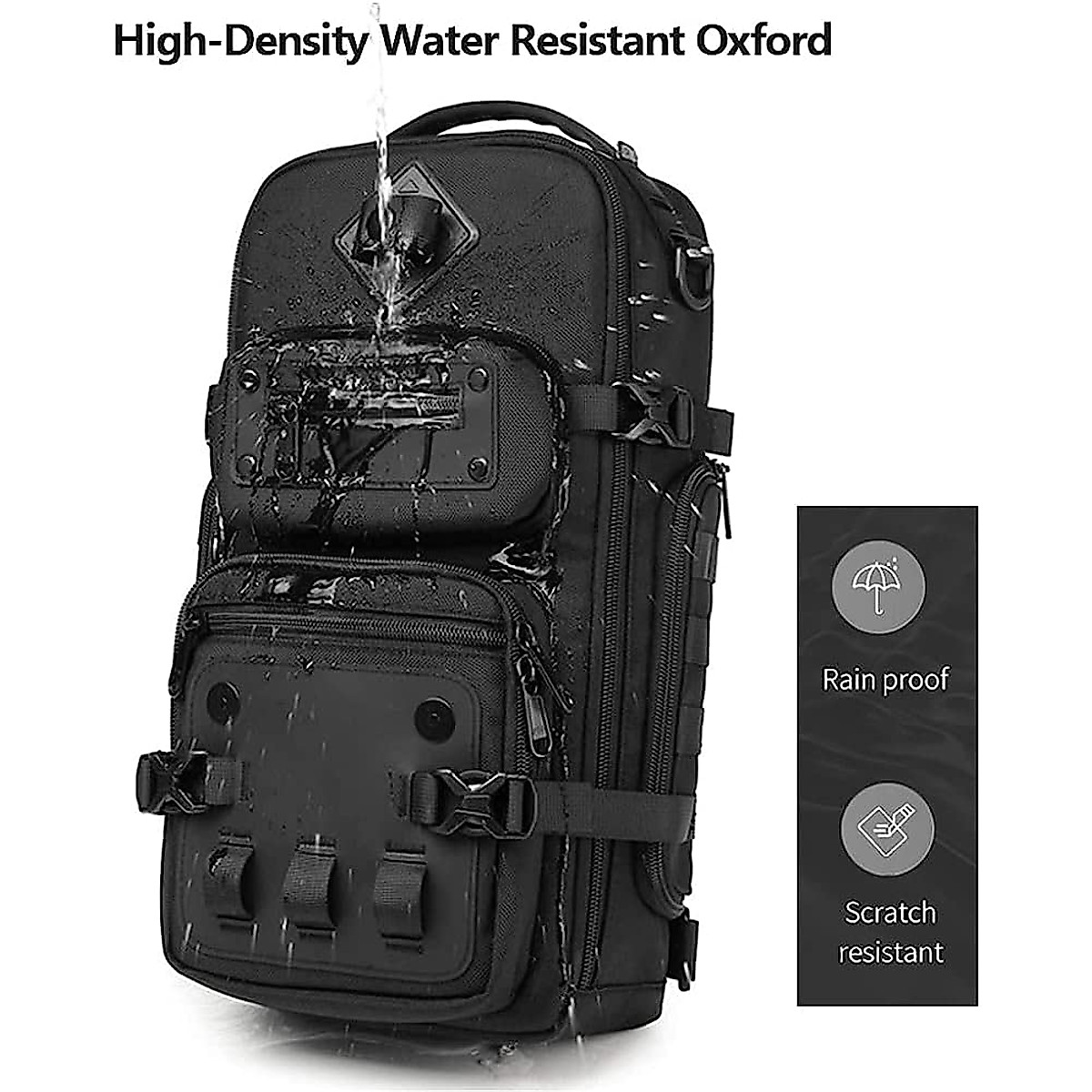 OZUKO Multipurpose Sling Bag for Men, Large Capacity Sling Backpack Waterproof EDC Chest Backpack(Black)