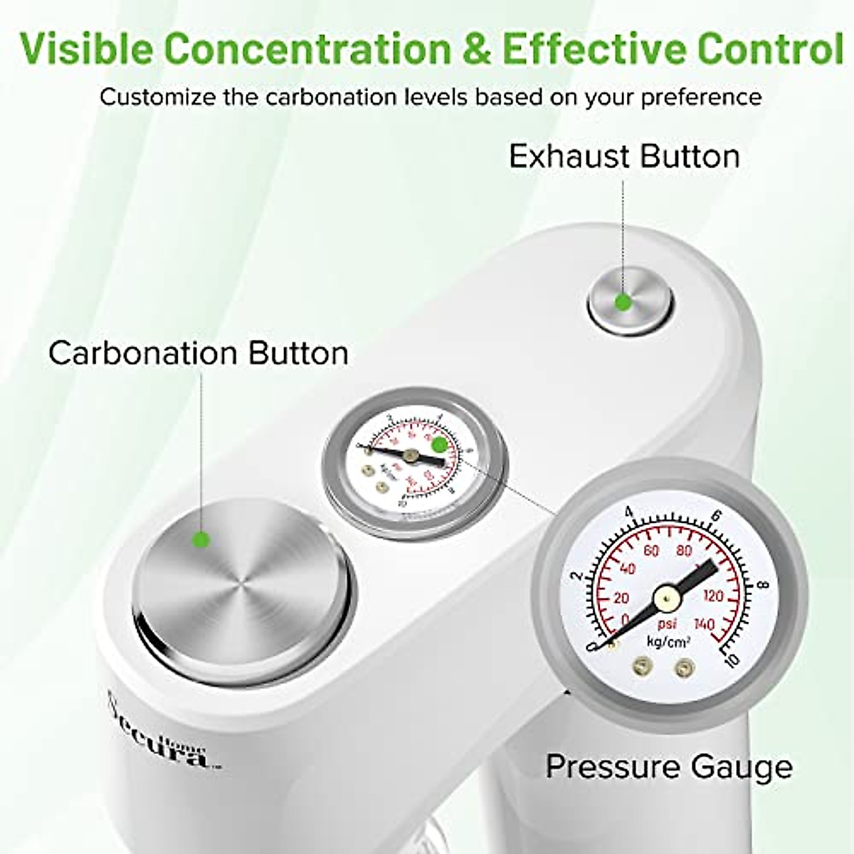 Secura Home Sparkling Water Machine, Cordless Soda Maker with Pressure Gauge, Quick & Customize Carbonation for Any Drink, with BPA Free PET Bottle, Compatible 60L CO2 Exchange Cylinder (NOT Included)