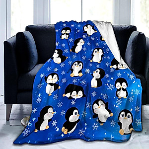 Penguin Blanket Flannel Soft Cute Penguins Throw Blankets Animal Penguin Gifts Decor for Girls 50"x40"