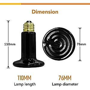 Simple Deluxe 60W Reptile Ceramic Heat Emitter Heat Lamp Bulb No Light Infrared Brooder Heater, Digital Thermometer and Hygrometer with Temp & Humidity Probe for Amphibian Tank/Egg Incubator