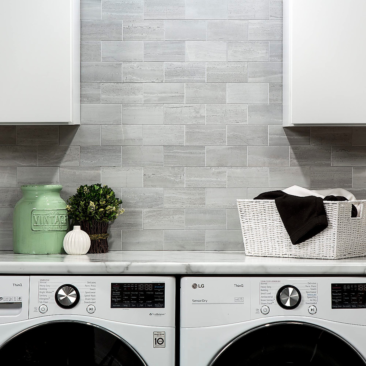 Aspect Peel and Stick Collage Tile in Gray Subway (5-Pack)