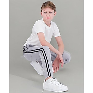Real Essentials 3 Pack: Boys Active Tricot Sweatpants Track Pant Basketball Athletic Fashion Teen Sweat Pants Soccer Casual Girls Lounge Open Bottom Fleece Tiro Activewear Training -Set 1,S (8-10)