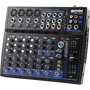 Gemini Sound GEM-12USB | 12-Channel Professional Bluetooth Audio Mixer with On-Board Multi-FX, USB MP3 Playback, and High-Quality Preamps for Dynamic Live Sound Mixing