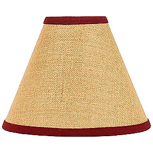 Burlap Stripe Barn Red 10" Bulb Clip Fabric Lamp Shade by Raghu