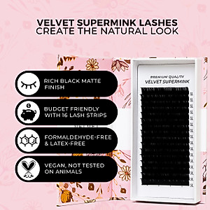 LLBA Super Mink Eyelashes Extensions - Multi Selections from 0.03 to 0.2, C CC D Curl, 7-15 mm Length Mixed Tray Silk Eyelashes, Individual Eyelash Extensions (0.03 D, 7-15mm)